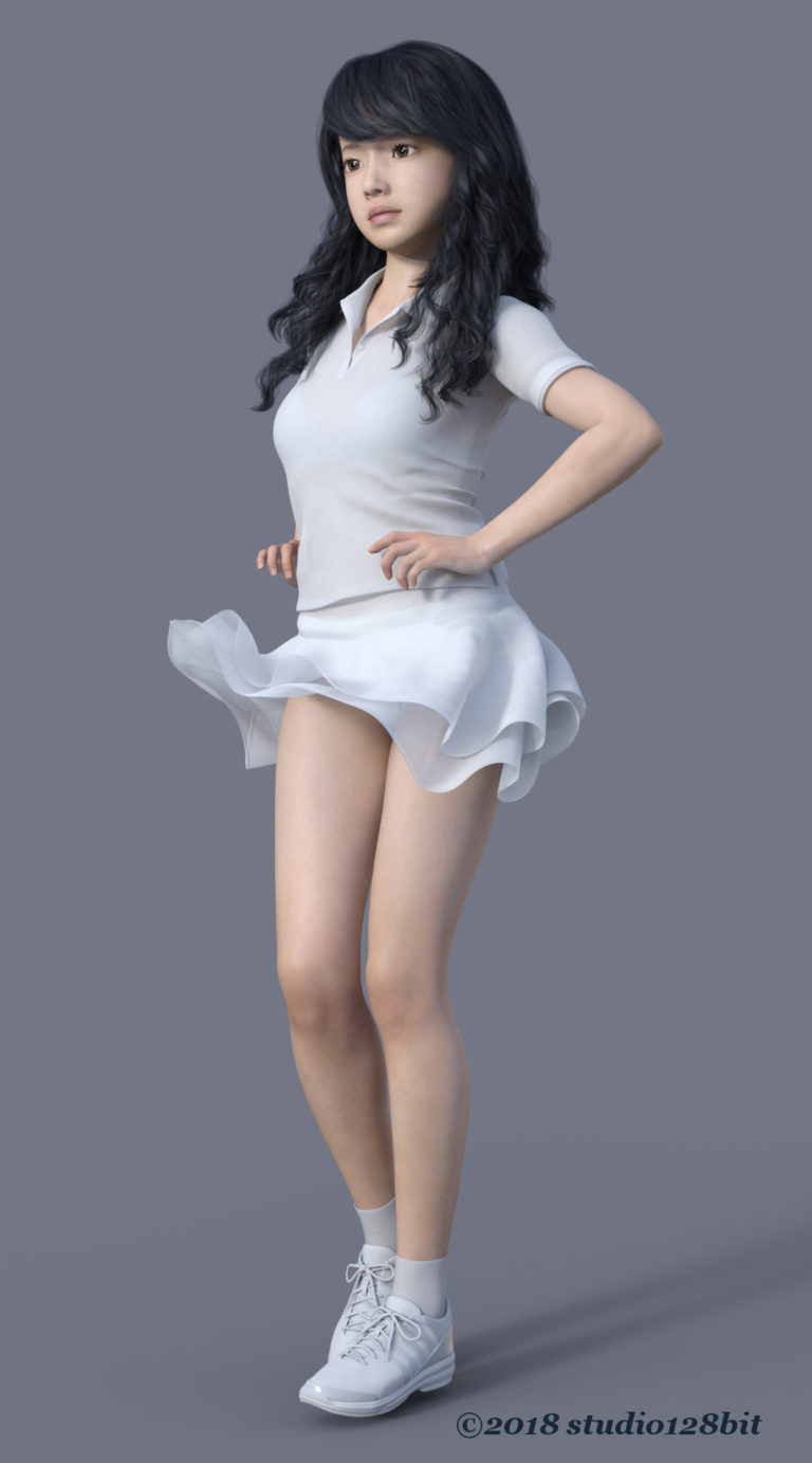 純少女 ゆか Take12 dForceで風のシミュレーション練習 – 3DCG studio128bit